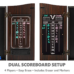 Viper by GLD Products Vault Deluxe Dartboard Cabinet with Shot King Sisal Dartboard and Illumiscore Scoreboard, Wood