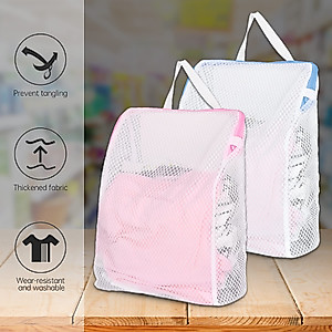 Nufiwra 4Pcs Large Mesh Laundry Bags with Handles, 15.7 x 11.8 Inch Side Widening Zippered Delicate Bag for Washing Machine, Ideal for Washing Socks, Baby Items, Lingerie, Travel Garments