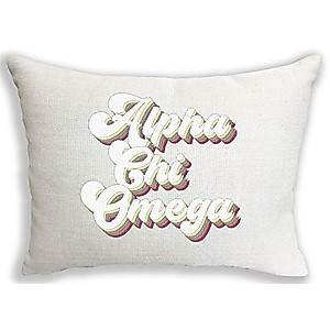 Sorority Shop Alpha Chi Omega Pillow – Retro Design, 12" x 16" Lumbar Pillow Sorority