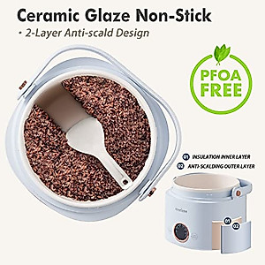 Stariver Small Rice Cooker, 2 Cups Uncooked Mini Portable Rice Cooker with Handle, Non-Stick Ramen Cooker, PFOA-Free, Rice Maker with Keep Warm & Delay Start Function, Electric Pot, Blue