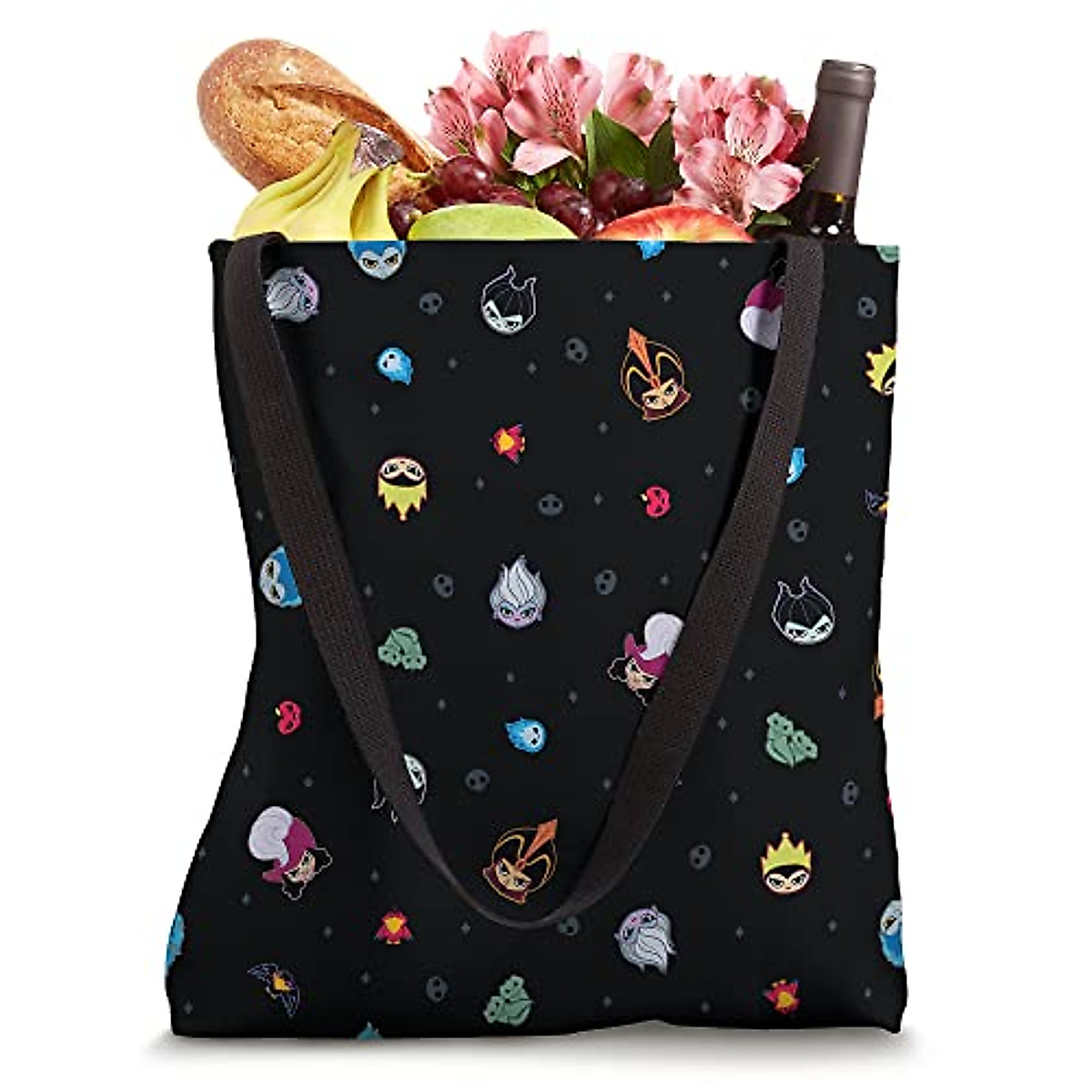 Disney Villains Faces Chibi All Over Print Tote Bag