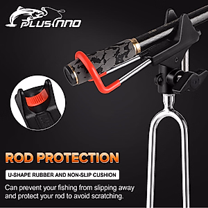 PLUSINNO Fishing Rod Holders for Bank Fishing - Upgraded Fishing Pole Holders for Ground, Beach, 360 Degree Adjustable Fishing Pole Stand Equipment, Gift for Men Father’s Day, Birthday Day