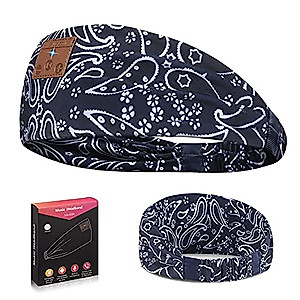 BULYPAZY Sleep Headphones Bluetooth Headband, Soft Wireless Bluetooth Headband Headphones Perfect for Side Sleeper, Boho Headband with HD Speakers for Workout, Running, Yoga, Meditation, Gift(Blue)