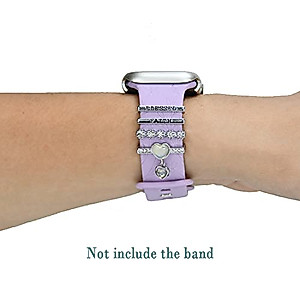 SUNOREEK blessed Apple Watch Band Charms for Women , silver Decorative Rings Loops Compatible with Apple Silicone watch Bands 49mm 45mm 44mm 42mm 41mm 40mm 38mm , blessed faith Metal SmartWatch Band Accessories Charms for iwatch band Series se 9 8 7 6 5 4