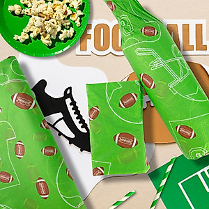 Hi Sasara 100 Sheets Football Tissue Paper Bulk,Brown and Green Football Tissue Paper for Gift Bags,Brown Green Football Tissue Paper for Football Party,14 x 20 Inch