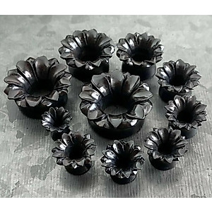 Lobal Domination PAIR of Lotus Flower Organic Areng Wood Tunnels Ear Plugs - Gauge Body Jewelry (1" (25mm))