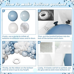 Dusty Blue Balloon Arch Kit 126 Pcs Blue and White Balloon Arch Garland Kit Include Light Blue Macaron Blue Sand White Balloons for Wedding Birthday Baby Shower Gender Reveal Decorations