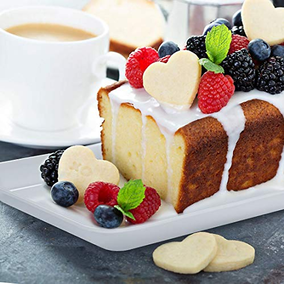 Ubrand i BKGOO Foodservice White Plastic Tray Set of 4 Service Melamine tary for Parties, Coffee Table, Kitchen Size(9"x6.5"x1")