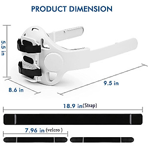 Elite Head Strap for Oculus Quest 2, YIZEIJOB VR Quest 2 Accessories Replacement Strap with Battery Holder Bracket, Adjustable Lightweight Reduce Face Pressure