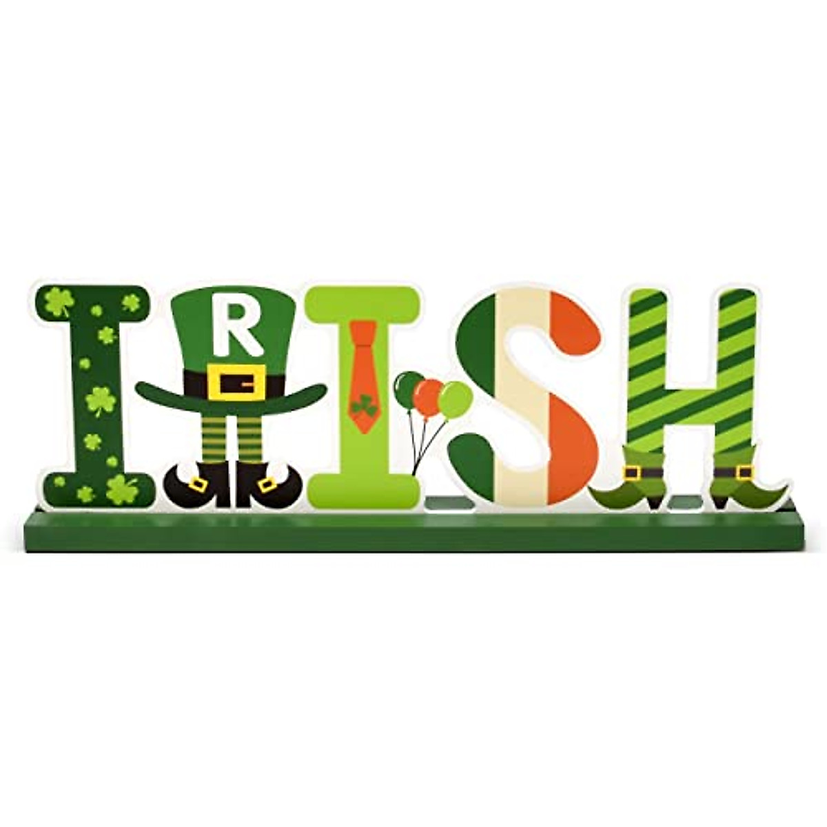 3 St Patrick's Day Wooden Table Decorations Centerpiece Green Shamrock Lucky Irish Tabletop Sign Saint Patrick Party Decor for Fireplace Mantle Shelf Office Desk Dining Room Kitchen & Home