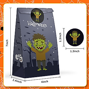 Halloween Treat Bags - 24 PCS Halloween Party Favors,Halloween Goodie Bags with Halloween Stickers for Kids | Halloween Candy Bags - Trick or Treat Bags,Mini Paper Gift Basket- Halloween Decorations Crafts Party Supplies