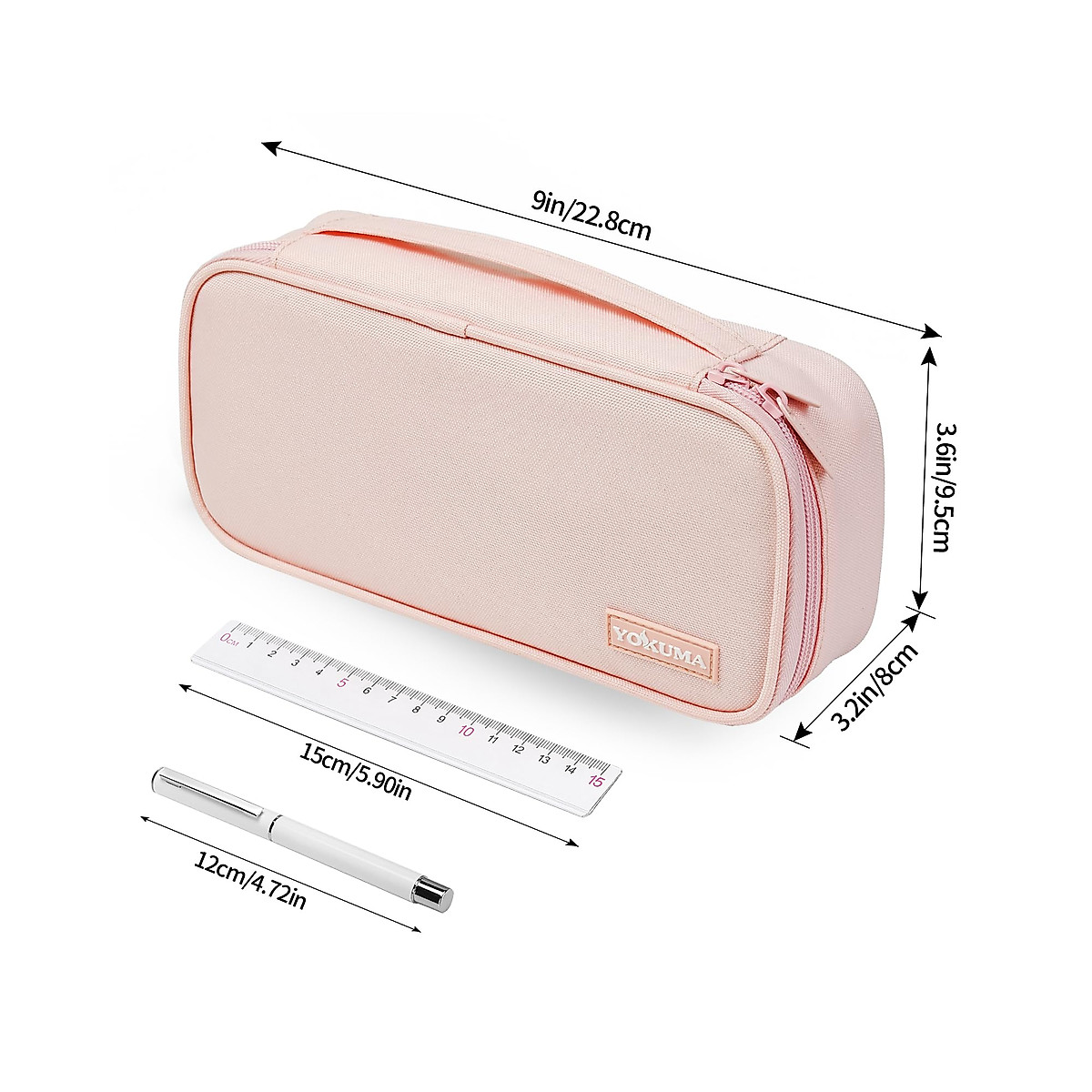 YOKUMA Cute Pencil Case for Girls, Large Pencil Pouch, Zipper Pencil Box, Aesthetic Pen Bag School Supplies for Student Teen College Adults, Pink