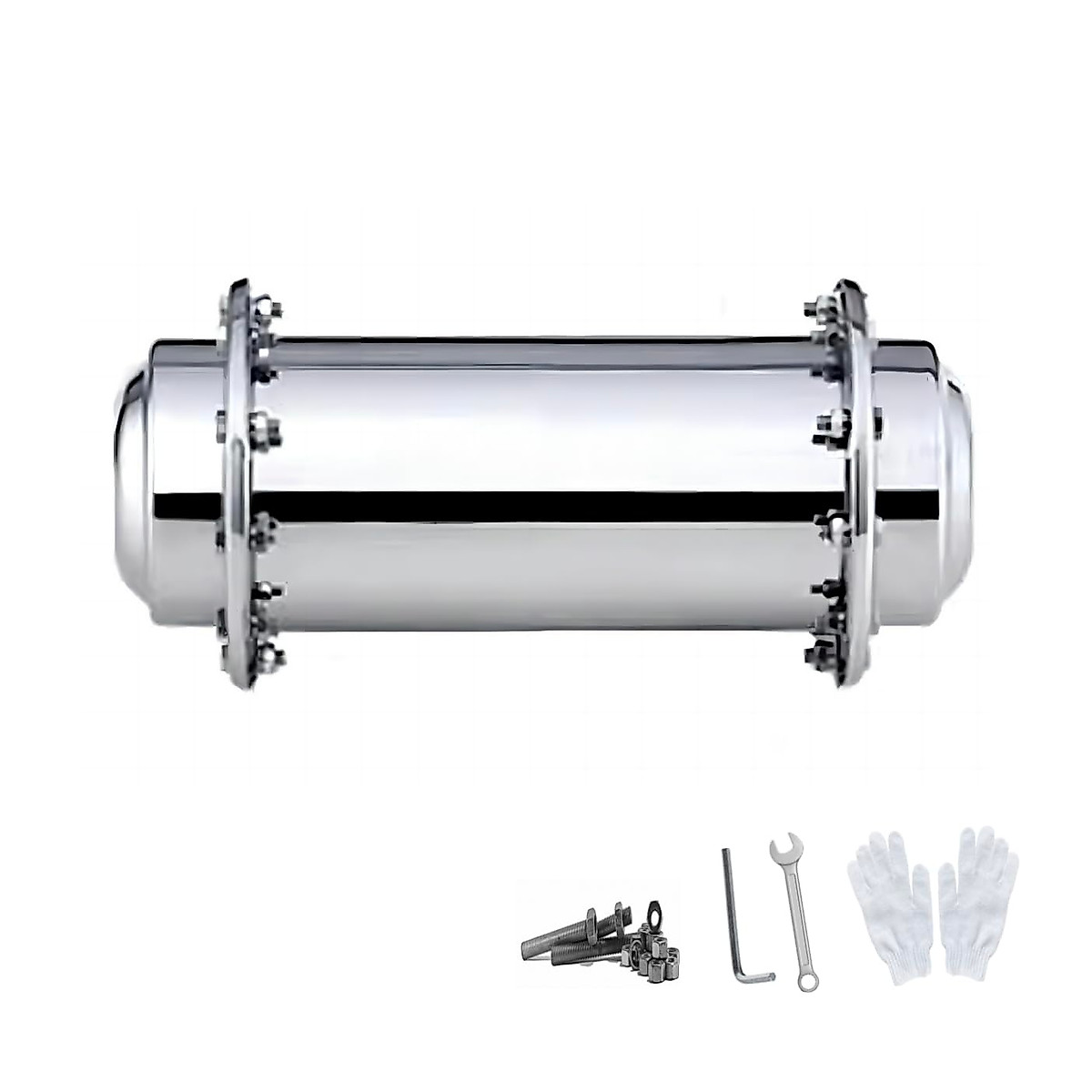 Lumirio Time Capsule, 10.2in Waterproof Time Capsule Container, 304 Stainless Steel Underground Capsule Storage Container with Spanner Gloves, for Birthday Wedding Graduation Gift (Silver)