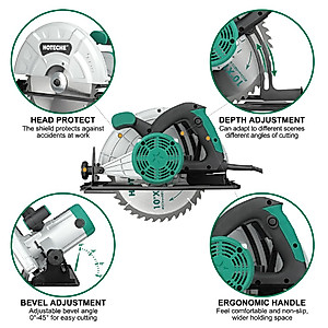 Hoteche 10-Inch Circular Saw 15A Compact Portable Table Saw with Saw Blade for Desktop Use