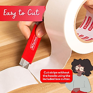 XFasten Double Sided Carpet Tape for Area Rugs 2 Inch x 10 Yards w/Mini Cutter Residue-Free Double Sided Rug Tape for Laminate Floors, Rug Tape Gripper for Carpet, Tape for Hardwood Floors