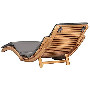 Tidyard Folding Sun Lounger with Cushion Wooden Chaise Lounge Chair Outdoor Teak Wood Recliner Sunlounger for Patio, Poolside, Balcony, Backyard, Garden 68.9 x 19.7 x 21.7 Inches (L x W x H)