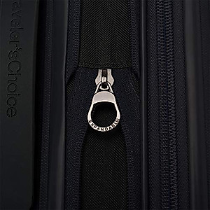 Traveler's Choice Pagosa Indestructible Hardshell Expandable Spinner Luggage, Black, Checked-Medium 26-Inch