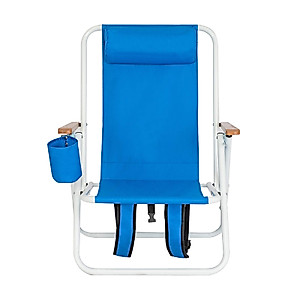 Backpack Beach Chair with Cup Holder for Adults, Folding Beach Chairs for Outside, Camping Chair with Adjustable Headrest Pillow,Outdoor Garden Park Pool Side Lounge Chair,for Outdoor Patio Pool