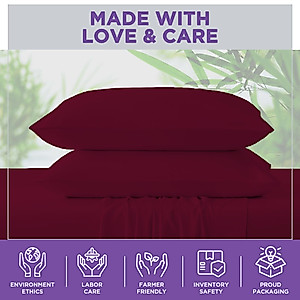 CharlottelyHues Luxury 100% Egyptian Cotton Bed Sheets - 1000 Thread Count 4-Piece Queen Sheets Set, Long Staple Cotton Bedding Sheets, Sateen Weave, Hotel Sheets, Fits Upto 18" Mattress - Burgundy