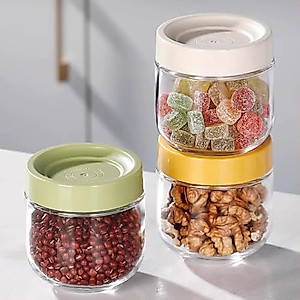 DNIENKGE Glass Sealed jar Confectionery Container – 10oz Kitchen Glass Sealed Storage Jar with Stackable Sealed Lid for Kitchen Seasoning, Coffee Beans, Tea, Sugar, Vanilla (3PCS)