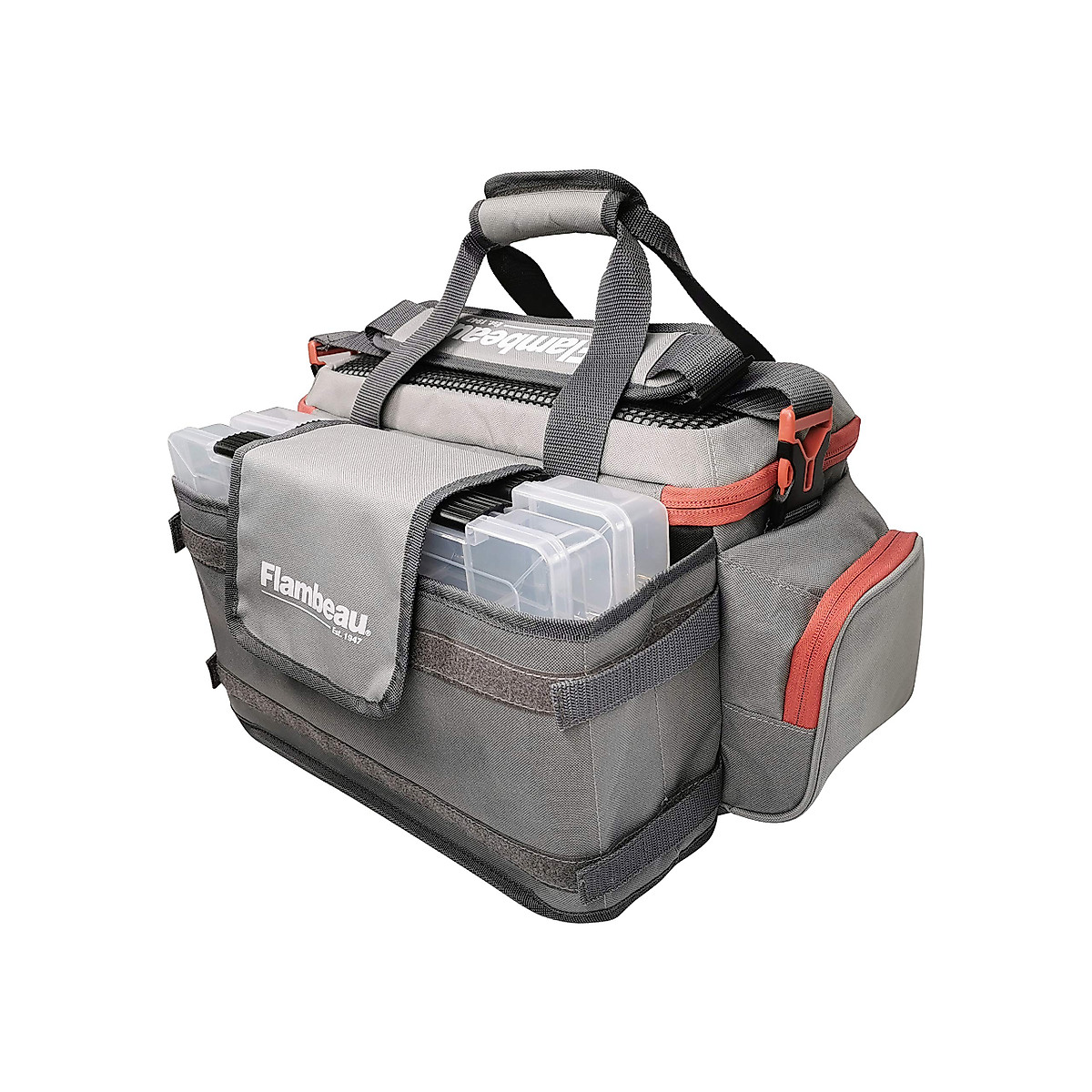 Evolution Outdoors FL30006: 5007 Pro-Angler Zerust Tackle Bag (Grey/Red) - Includes 3 Trays
