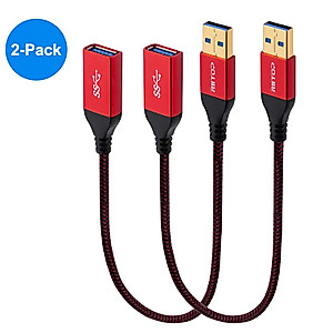 RIITOP USB 3.0 Extension Cable Short 1FT (2-Pack), USB 3.0 Type A Male to Female Extender 5Gbps Nylon Braided Cord Compatible with USB Disk, Keyboard, webcame, Printer