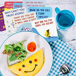 Lunch Box Jokes for Kids, 60PCS Cute Inspirational and Motivational Lunch Notes Jokes Cards for Kids Boys Girls Lunchbox (Q&A)