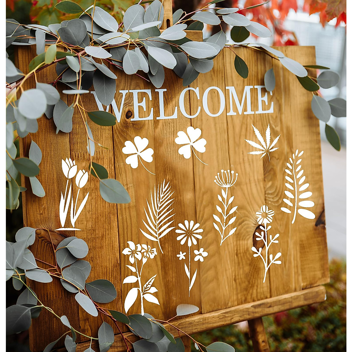 28 Pieces Leaf Stencils for Painting on Canvas Reusable Palm Fern Turtle Tropical Leaf Stencil for Craft Drawing Template Stencil for Wood Wall Paper Furniture DIY Scrapbooks Crafts Home Decor (Leaf)