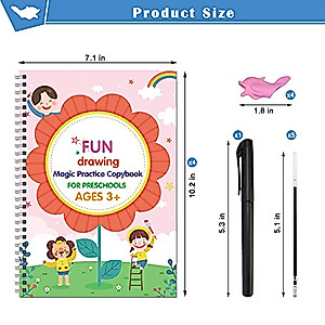 Hokeep Magic Practice Copybook For Kids Handwriting Practice Drawing Book Calligraphy Pens Set For Education Supplies Preschool Workbooks Age 3-5 (Extra Large)