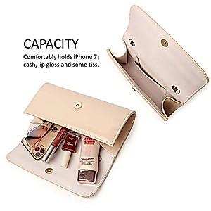 Patent Leather Envelope Clutch Womens Evening Handbag Stylish Shoulder Bag Purse for Christmas Wedding Party Prom (Nude-C) Standard