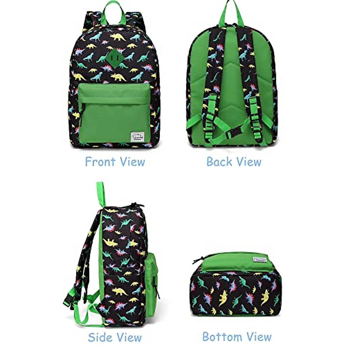 VASCHY Dinosaur Rolling Luggage and Cute Preschool Backpack Bundle