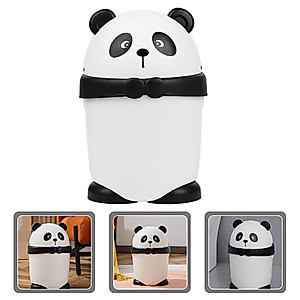 MAGICLULU Mini Trash Can, Cute Panda Garbage Can with Lid Countertop Wastebasket Table Garbage Lint Bin Waste Paper Container for Countertop Home Office Car
