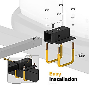 ARKSEN Heavy Duty Steel U-Bolt 2" Hitch Receiver Adapter for 4" Square Bumpers or 2" Tube Bicycle Racks, Cargo Carrier Designed for RV Recreational Vehicle