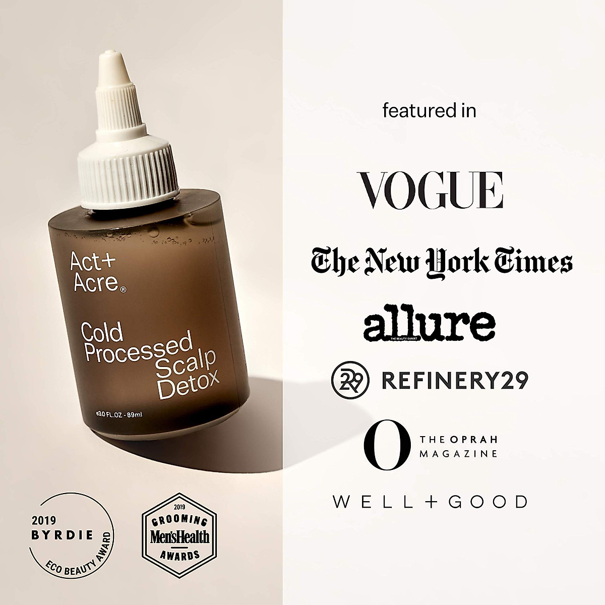 ACT+ ACRE Cold Processed Scalp Detox Oil - Sulfate-Free Care for Flaky, Dry and Itchy Scalp - Promotes Thicker, Fuller-Looking Hair