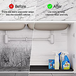 SKDKYCCO Under Sink Mat for Kitchen, 34'' x 21'' Silicone Under the Sink Mat, Water Proof Under Kitchen Bathroom Cabinet Sink Mat and Protector for Drips Leaks Spills, Black