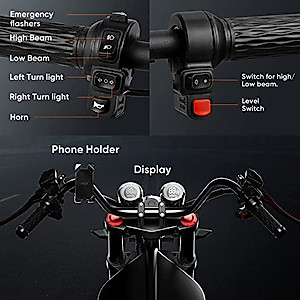 eAhora DOT Approved M1 2 Seat 2000W 37Mph Electric Motorcycle for Adults, 40 Miles 60V 30ah Lithium Battery, Street Legal 2 Person Electric Mopeds for Adults, Dual Hydraulic Brake for Urban Commuting