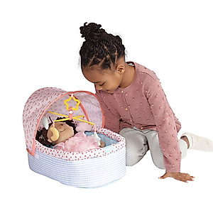 Manhattan Toy Stella Collection Soft Baby Doll Crib with Removable Canopy and Mobile for 12" to 15" Baby Dolls