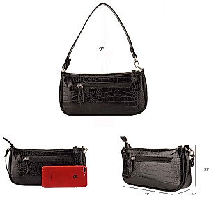 Jiaruo Retro Classic Clutch Small Women PU Leather Shoulder Bag Tote Handbag (Black)