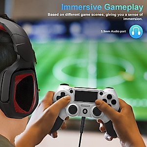 SADES PS-4 Wi'reless Controller Gamdpad for Playstation 4/ PS-4 Pro Console, Remote Joystick with Enhanced Responsiveness, Motion Motor/LED Lights/Audio Function/Anti-Slip Design(Ship from USA)