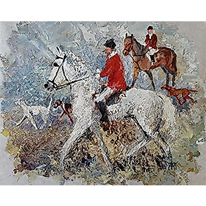Scarlets, English Hunt by Internationally Renowned Painter Yary Dluhos