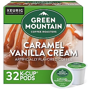 Green Mountain Coffee Roasters Caramel Vanilla Cream, Single-Serve Keurig K-Cup Pods, Flavored Light Roast Coffee Pods, 32 Count