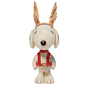 Enesco Jim Shore Peanuts Snoopy Reindeer Miniature Figurine, 3.82 Inch, Multicolor