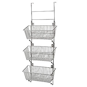 EZOWare 3 Tier Over the Door Rack / Wall Mount Storage Organizer Baskets, Hanging Shelves Set for Kitchen Bathroom Closet