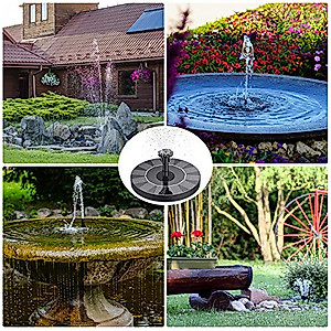AISITIN Solar Fountain Pump 1.5W Solar Water Fountain Pump with 6 Nozzles, Solar Powered Fountain Pump for Bird Bath, Ponds, Garden,Swimming Pool, Fish Tank, Outdoor and Aquarium
