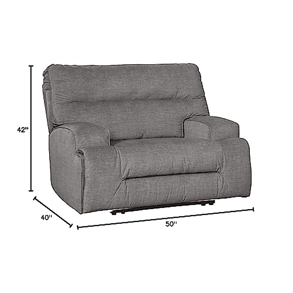 Signature Design by Ashley Coombs Contemporary Wide Seat Manual Pull Tab Recliner, Gray