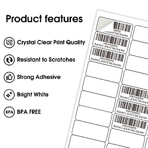 MaxGear 1" x 2-5/8" Address Mailing Sticker Labels for Inkjet or Laser Printer, Matte White Paper Sheets, Strong Adhesive, Dries Quickly, Holds Ink Well, 30 Sheets, 900 Labels