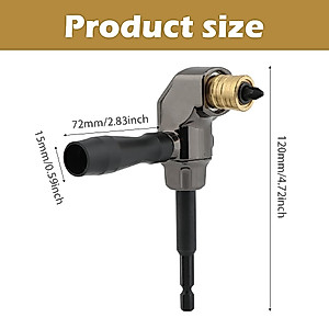 Durable Right Angle Drill Attachment, Detachable 90 Degree Screwdriver Right Angle Drill Attachment DIY Socket Adapter For Use with Cordless Drill and Impact Driver