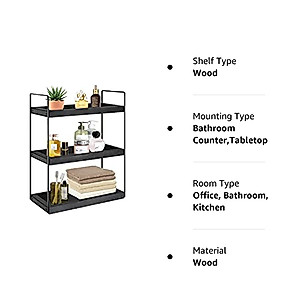 3 Tier Bathroom Counter Organizer, Wood Bathroom Organizer Countertop Storage Shelf, Bathroom Trays for Counter, Standing Rack Skincare Organizer Cosmetic Holder, Kitchen Spice Rack Bathroom Decor