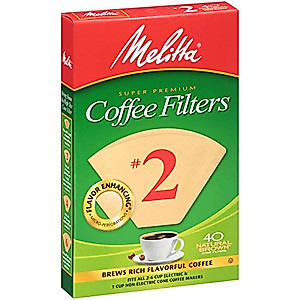 Melitta #2 Cone Coffee Filters, Natural Brown, 40 Count