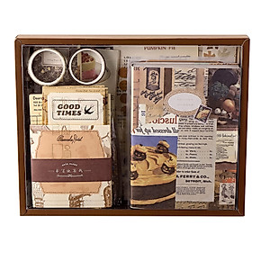 Yoption 346pcs Vintage Scrapbooking Supplies Kit, Aesthetic Scrapbook Kit for Bullet Journal Supplies with Scrapbooking Stickers, Stationery, A6 Grid Notebook, DIY Craft Gift for Teen Women